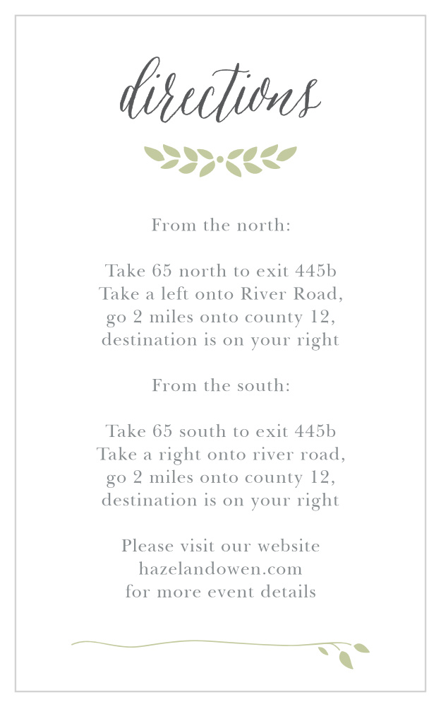 Blushing Leaves Direction Cards by Basic Invite