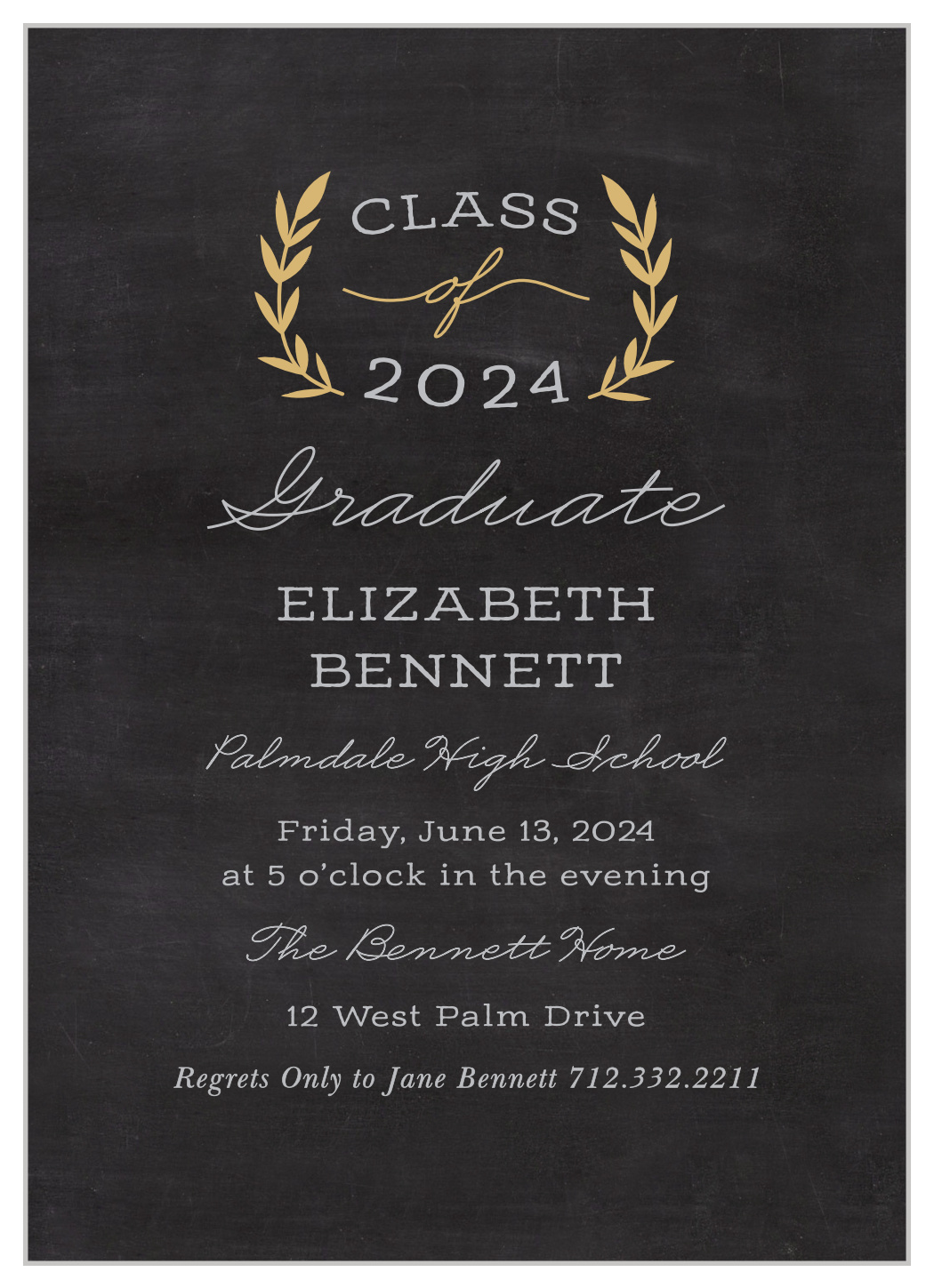 Laurel Leaves Foil Graduation Invitations by BasicInvite.com