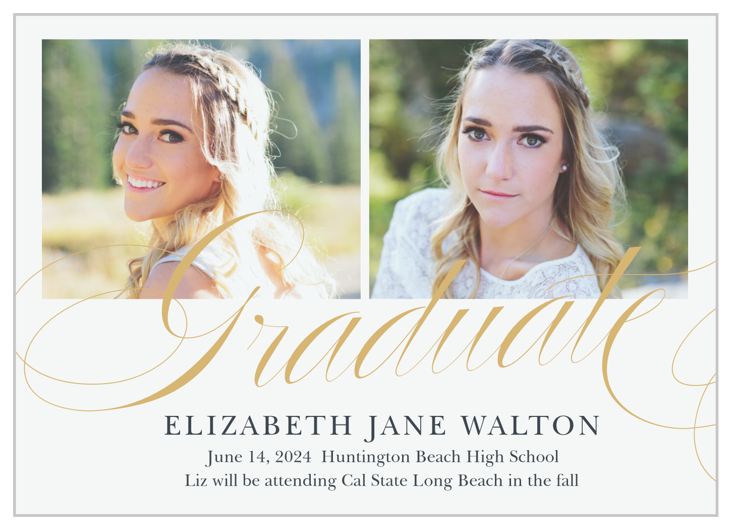 Luxe Script Foil Graduation Announcements by BasicInvite.com