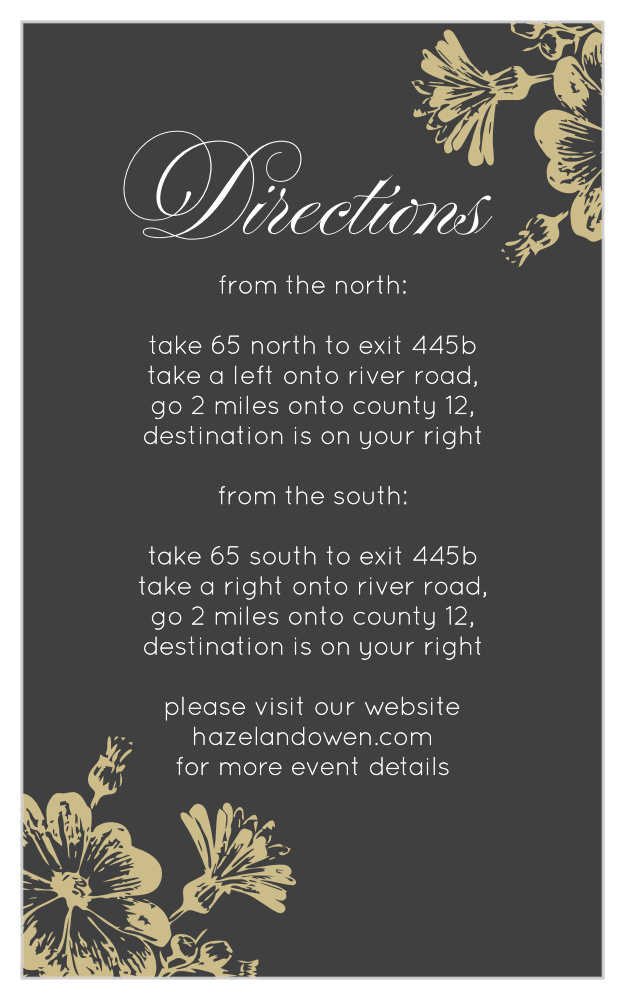 Vintage Blooms Direction Cards by Basic Invite