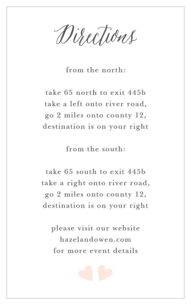 Floating Ribbon Direction Cards by Basic Invite