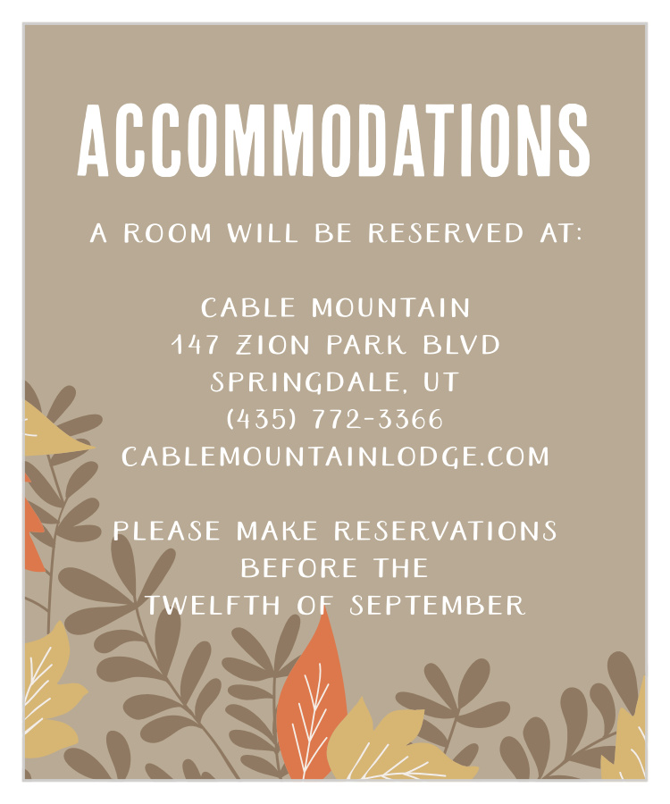Autumn Leaves Foil Accommodation Cards by Basic Invite