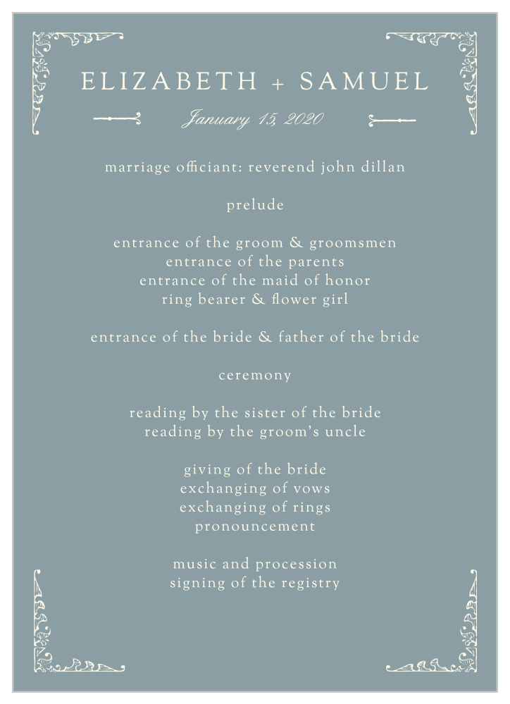 Scrolling Monogram Wedding Programs by Basic Invite