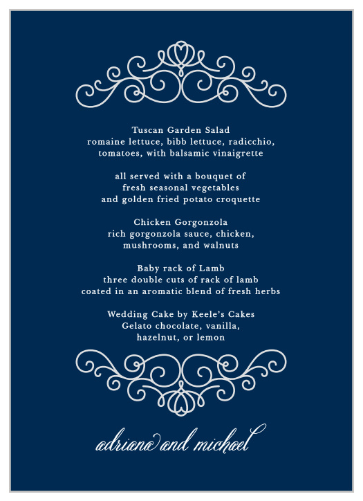 Unique Wedding Menus - Match Your Color & Style Free!