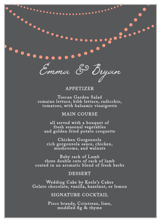 Lunch Wedding Menus - Match Your Color & Style Free!