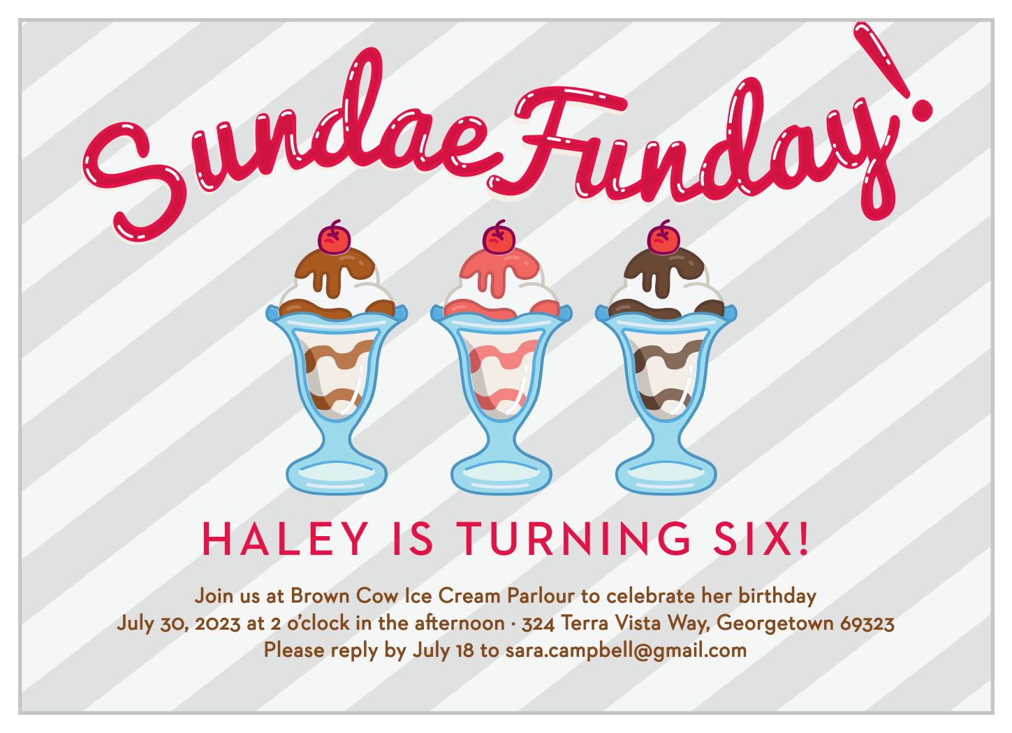 Sundae Funday Children's Birthday Invitations by Basic Invite