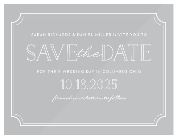 No Photo Save the Date Cards | Match Your Color & Style Free! - Basic ...