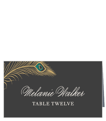 Peacock Feather Foil Wedding Menus by Basic Invite
