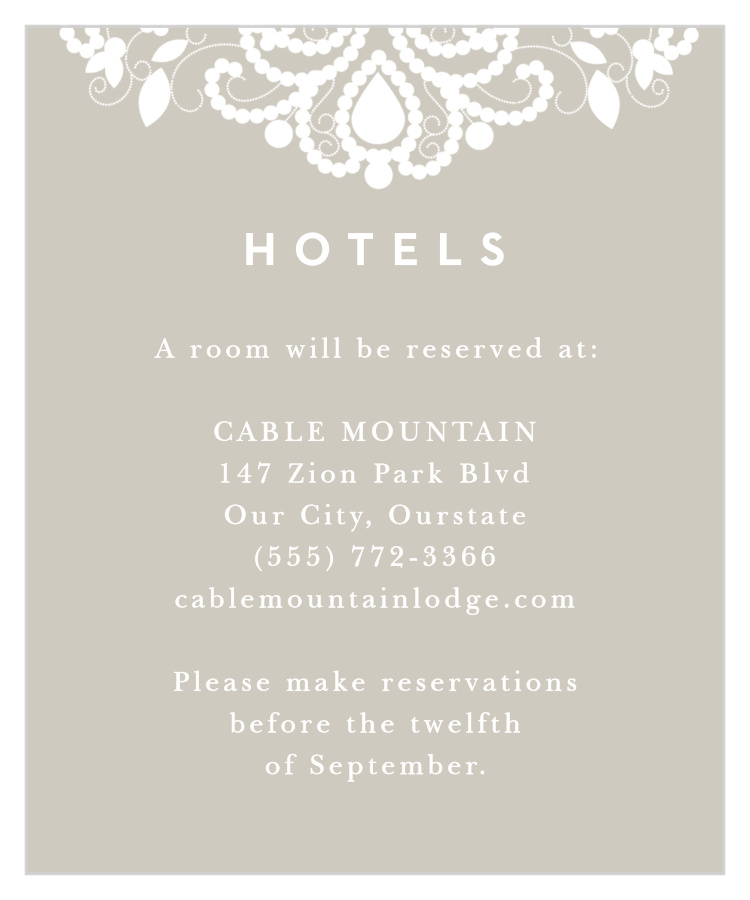 Old Fashioned Charm Accommodation Cards by Basic Invite