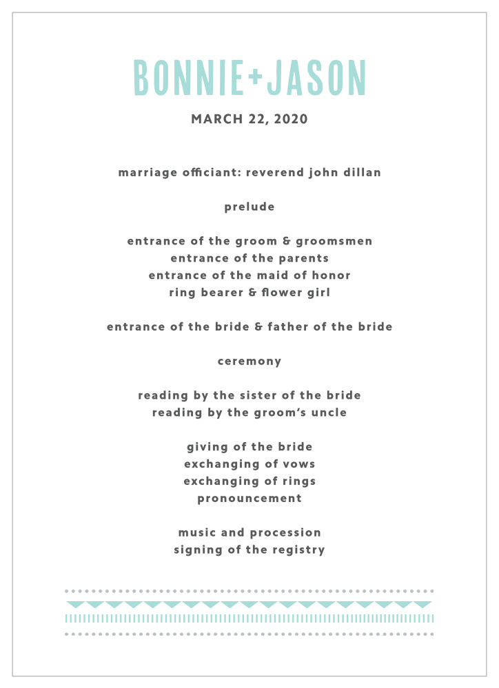 Deco Charm Wedding Programs by Basic Invite