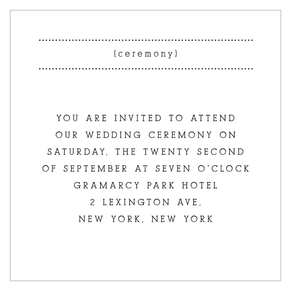 Clean & Classic Ceremony Cards by Basic Invite