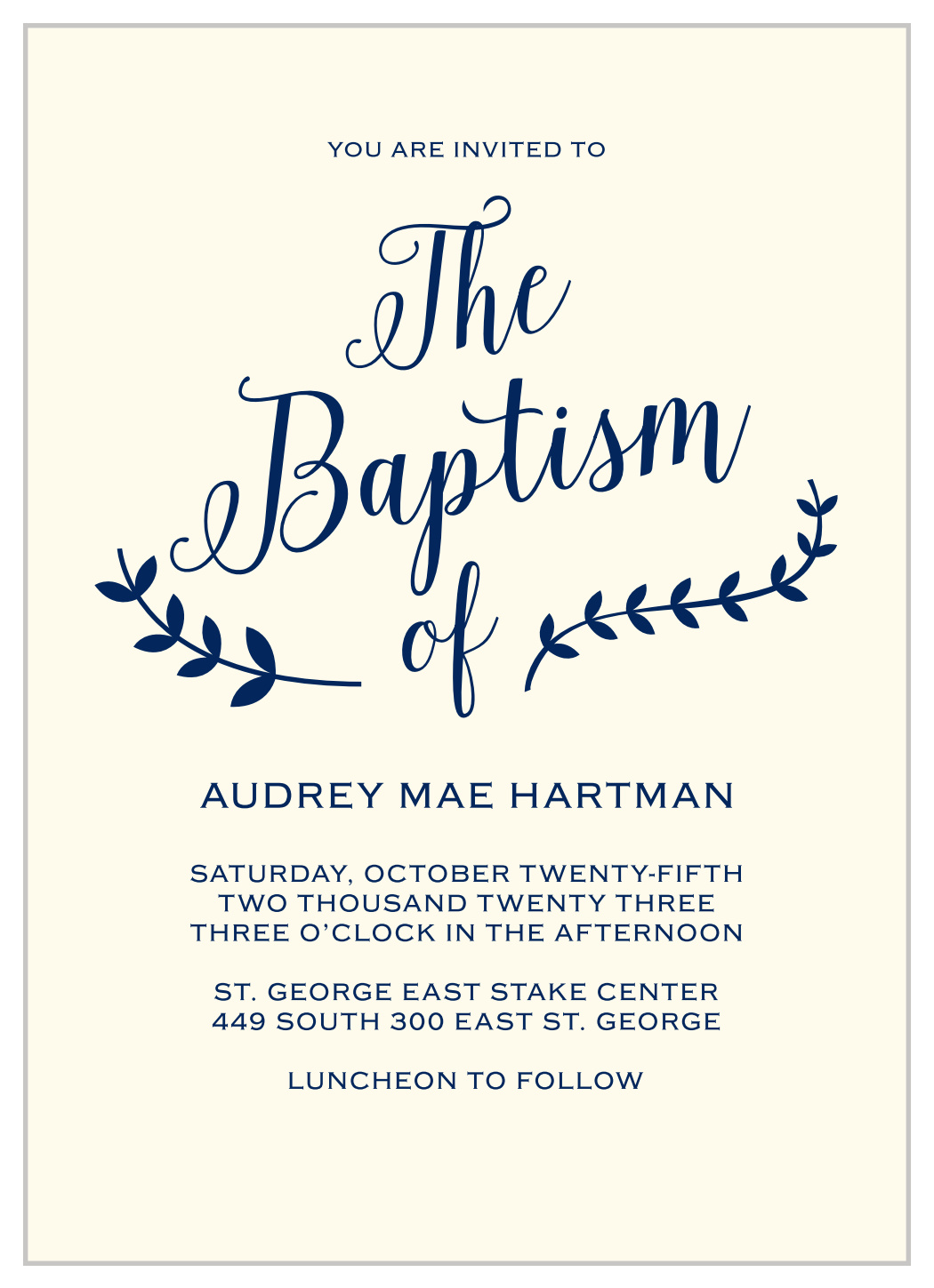 Lovely Lettering LDS Baptism Invitations from Basic Invite