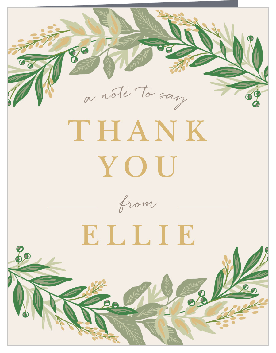 Regal Wreath Foil LDS Baptism Thank You Cards by Basic Invite