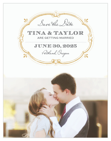 Vintage Label Foil Wedding Programs by Basic Invite