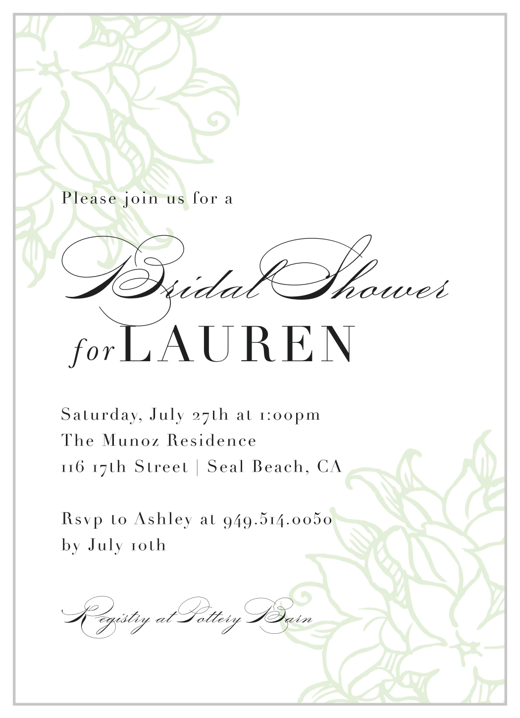 Bouquet Watermark Bridal Shower Invitations by Basic Invite