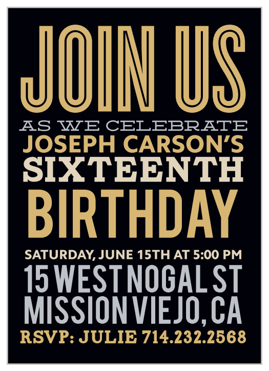 Bold Stack Foil Sweet Sixteen Thank You Cards by Basic Invite