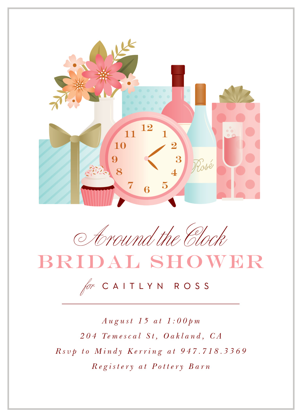 Ticking Clock Bridal Shower Invitations by Basic Invite