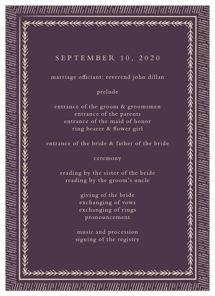 Ornate Frame Wedding Programs by Basic Invite