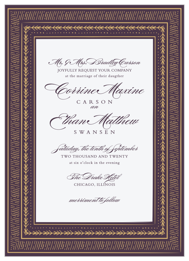 Ornate Frame Foil Wedding Invitations by Basic Invite