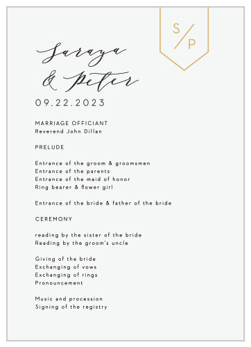 Wedding Programs | Match Your Colors & Style Free! - Basic Invite