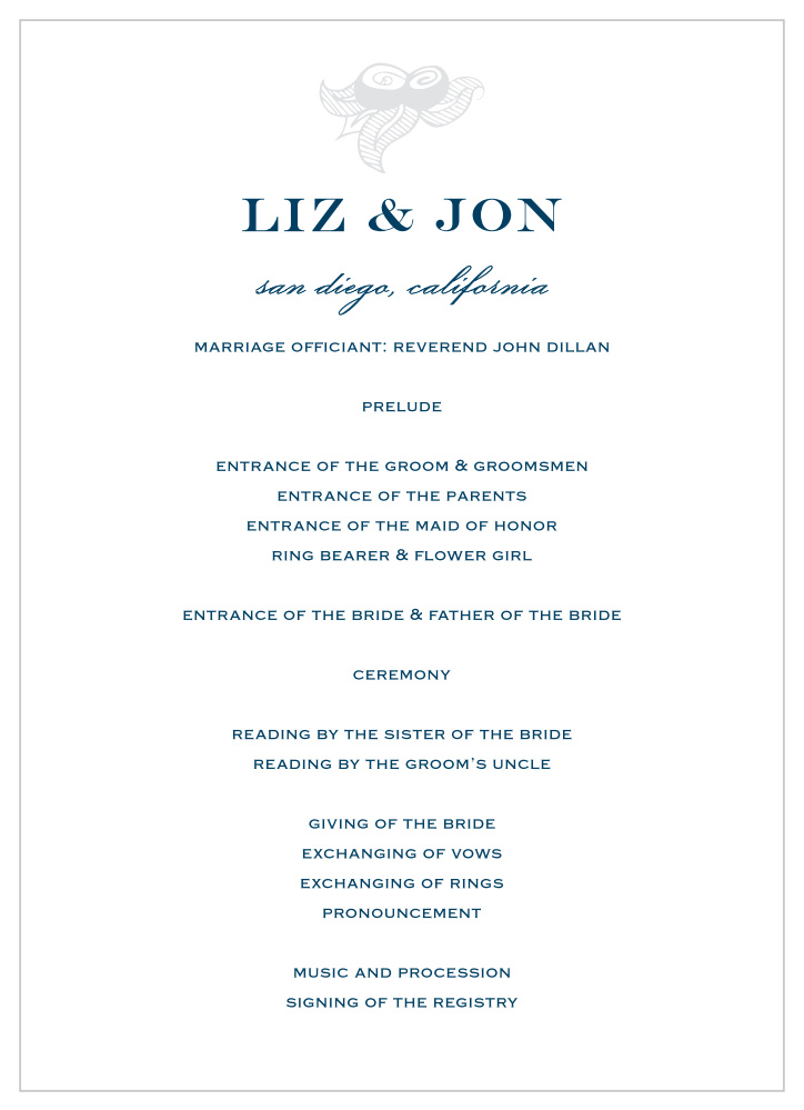 Botanic Border Wedding Programs by Basic Invite