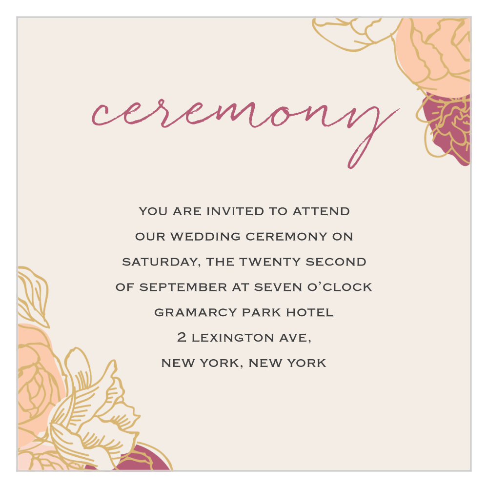 Elegant Blooms Foil Ceremony Cards by Basic Invite