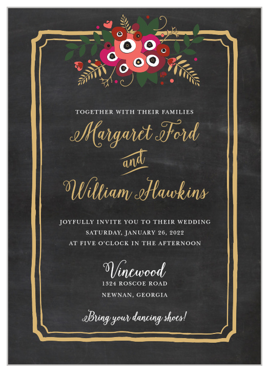 Chalkboard Blossom Foil Wedding Programs by Basic Invite