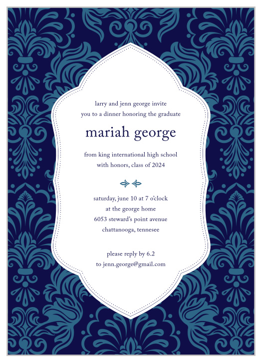 Formal Damask Graduation Thank You Cardsby Basic Invite