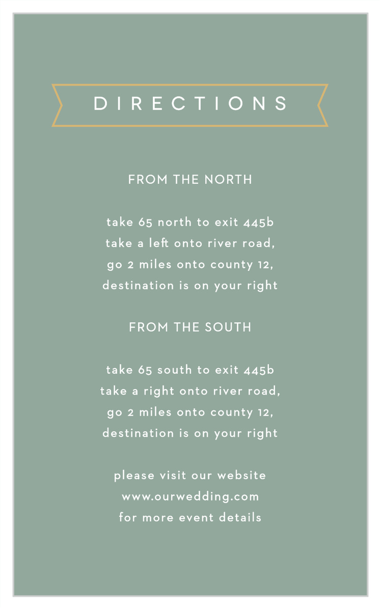 Contemporary Banner Direction Cards by Basic Invite