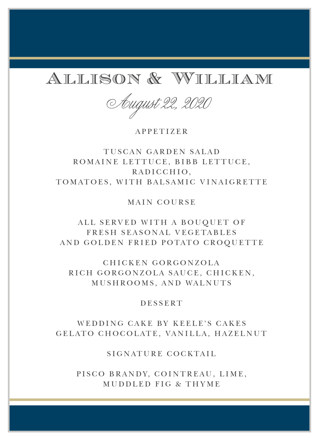 Photo Ribbon Wedding Menu