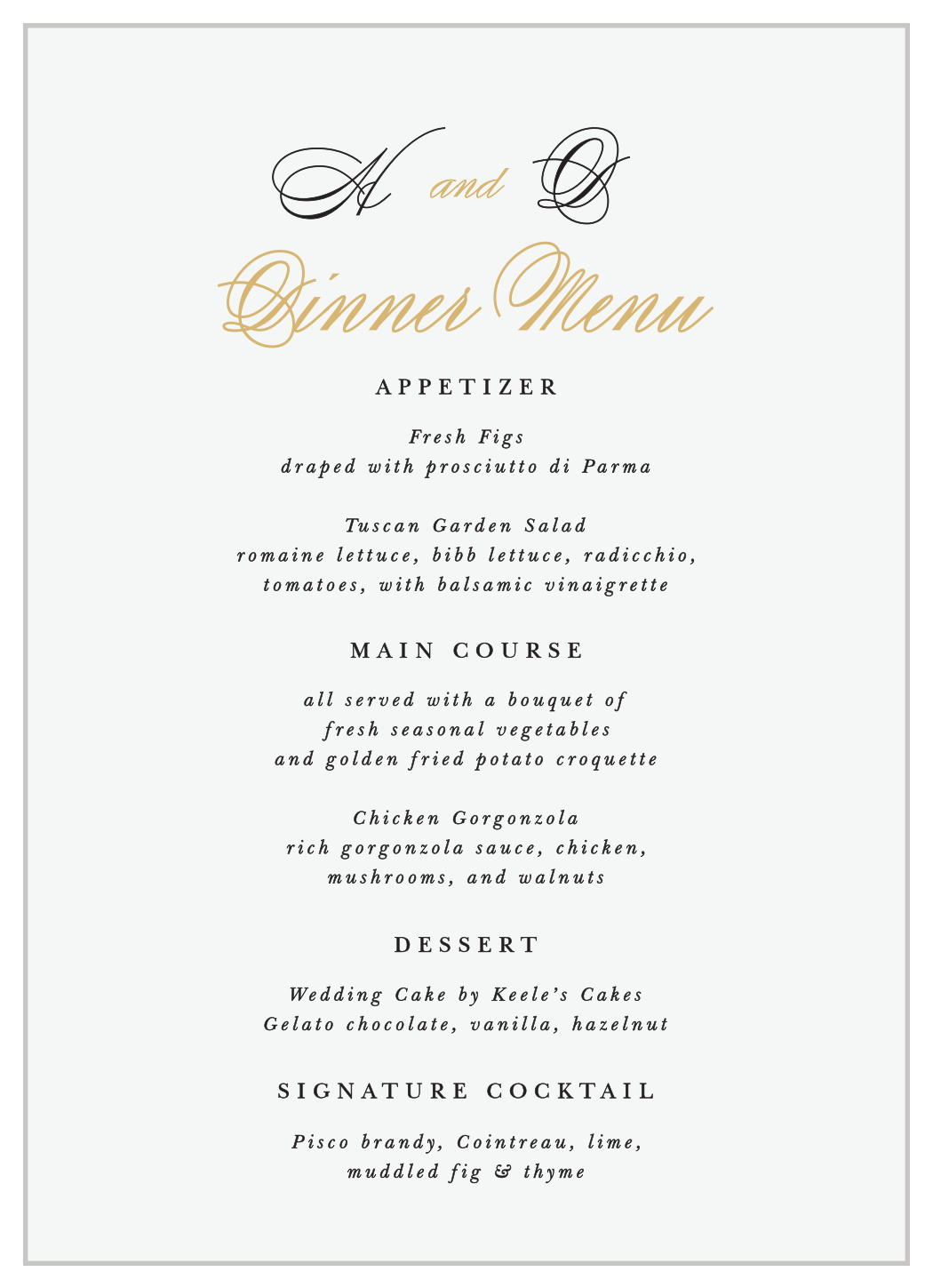 Timeless Classic Wedding Menus by Basic Invite