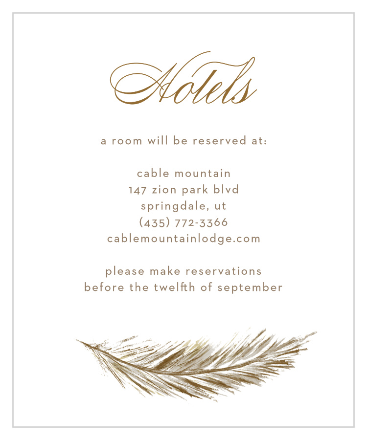 Falling Feathers Accommodation Cards by Basic Invite