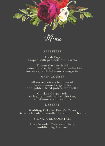 Amazing Wedding Menus - Match Your Color & Style Free!