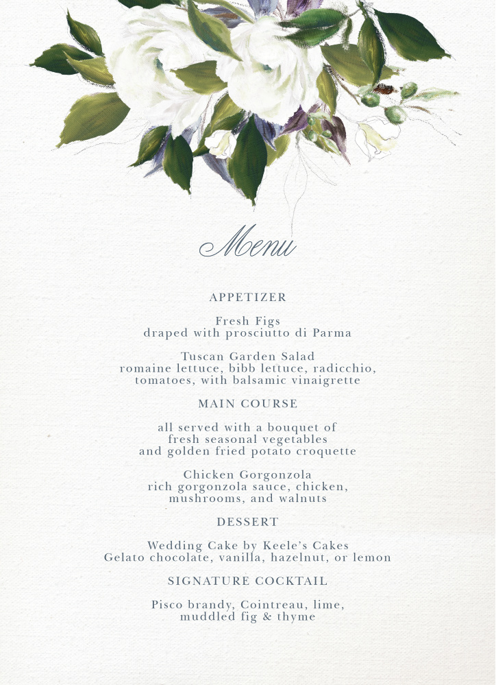 Elegant Aristocrat Wedding Menus by Basic Invite