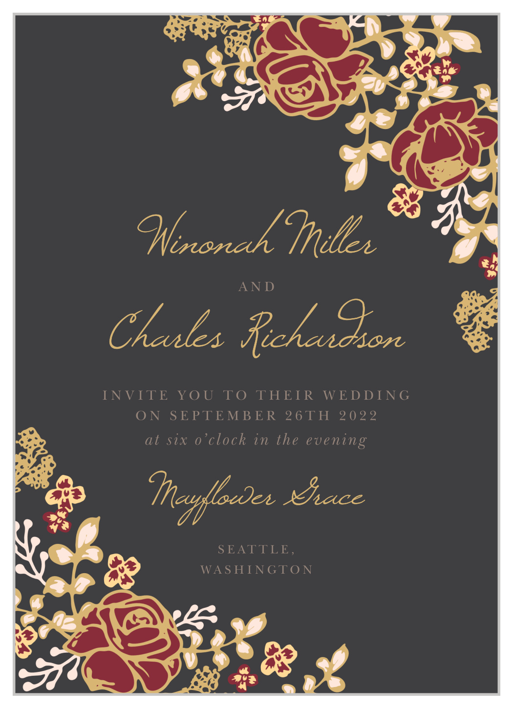 Opulent Floweret Foil Wedding Invitations by Basic Invite