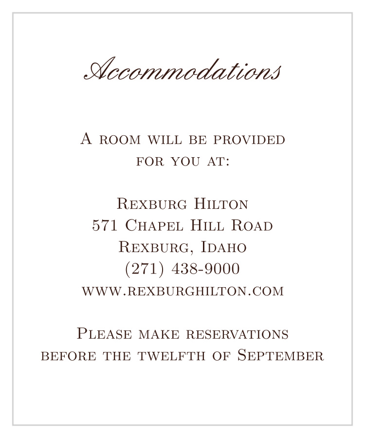Simple Luxury Accommodation Cards