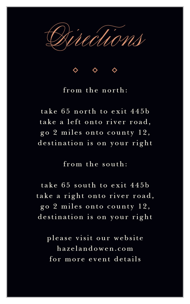 Diamond Debauchery Direction Cards by Basic Invite