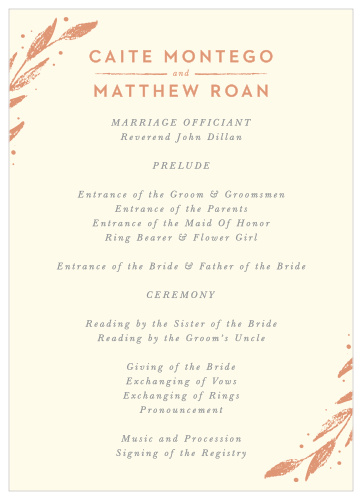 Wedding Programs | Match Your Colors & Style Free! - Basic Invite