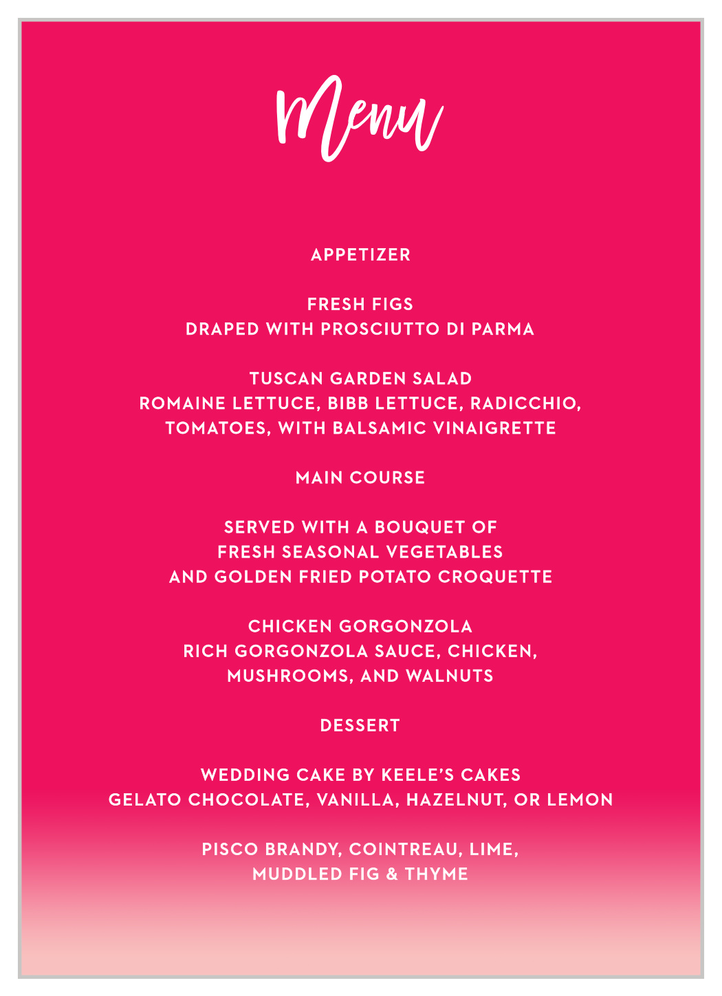 Bright Stars Wedding Menus by Basic Invite