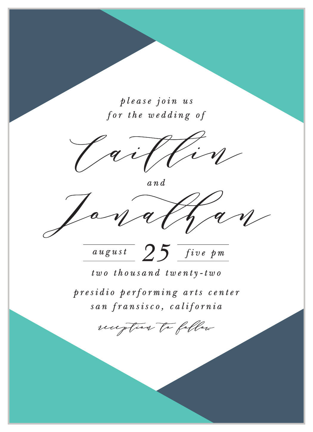 Geometric Apex Wedding Invitations by Basic Invite