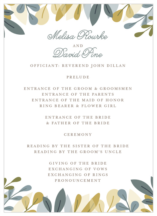 Wedding Programs | Match Your Colors & Style Free! - Basic Invite