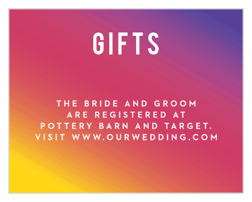 Rainbow Ombre Accommodation Cards by Basic Invite
