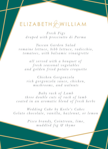 Buffet Wedding Menus - Match Your Color & Style Free!