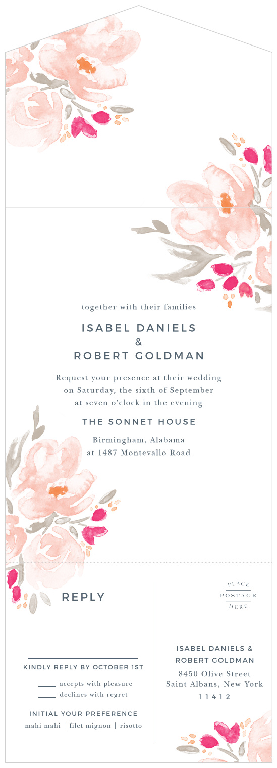 Watercolor Bouquet Wedding Programs by Basic Invite