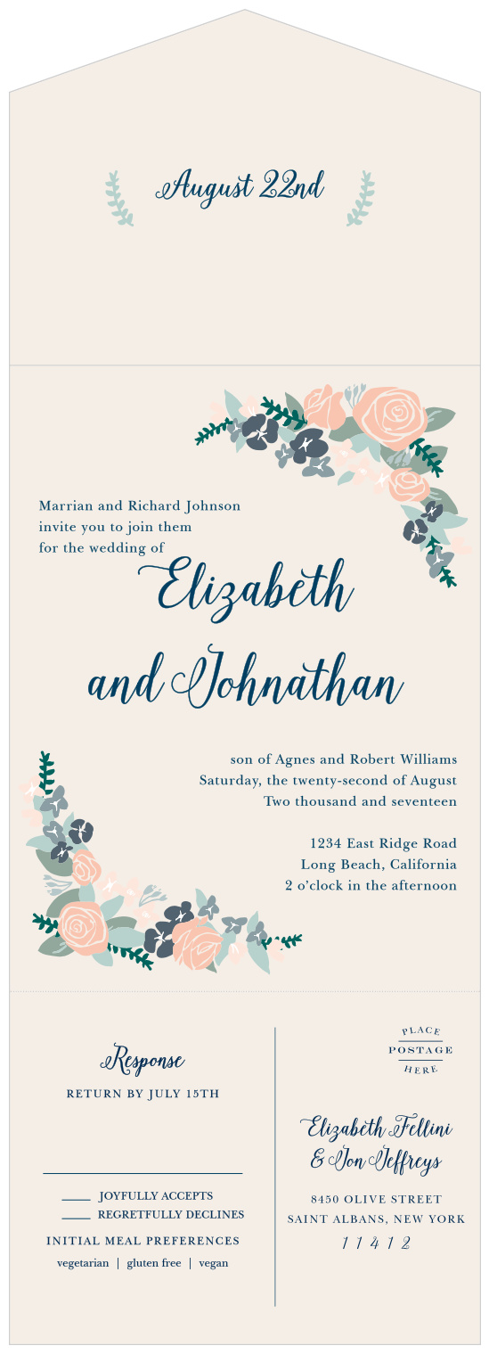 Illustrated Corner Wreath Wedding Stickers by Basic Invite