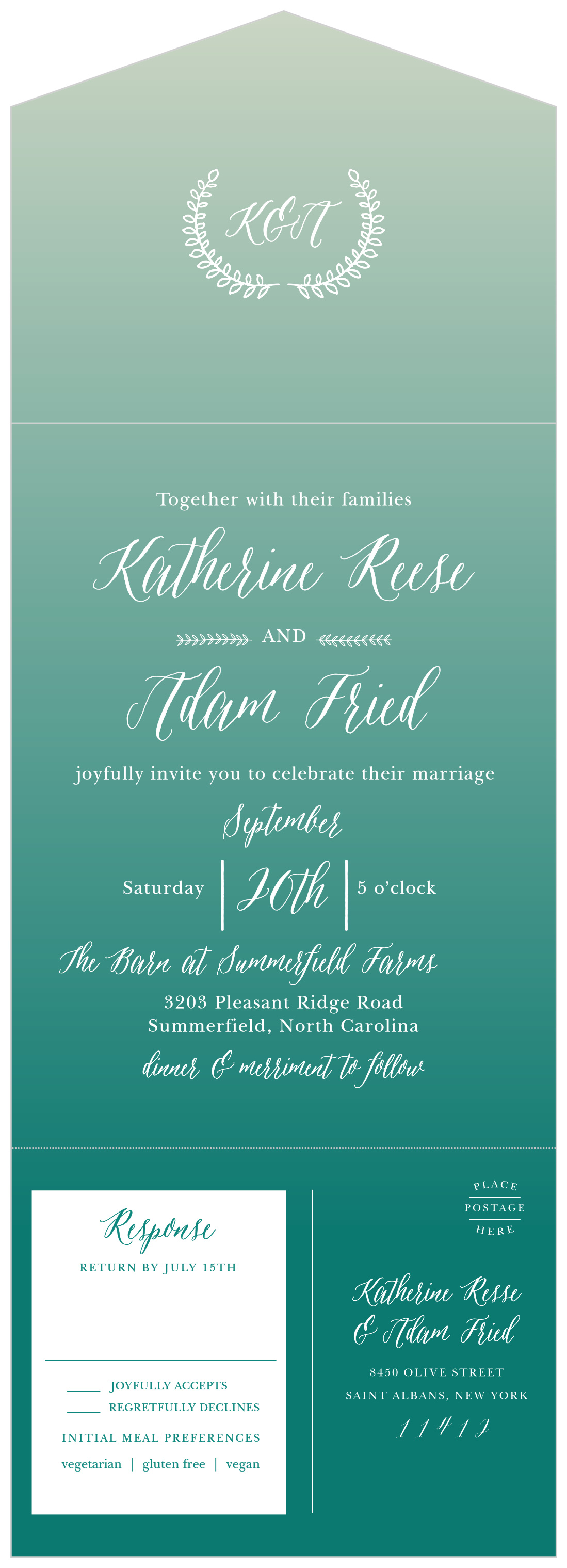 Rustic Ombre Seal & Send Wedding Invitations by Basic Invite