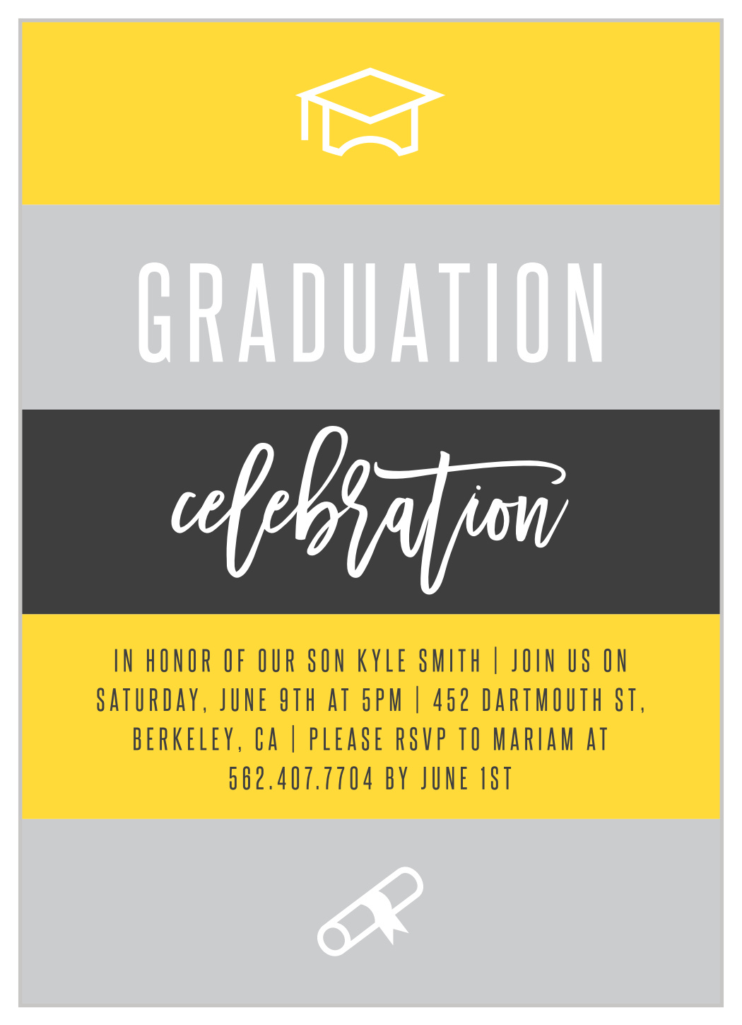 Striped Celebration Graduation Invitations by Basic Invite