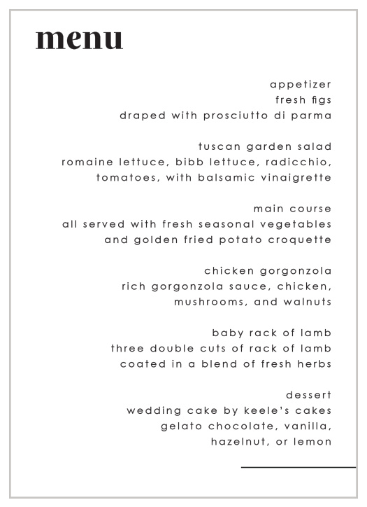 Wedding Menus | Design Your Menu Cards Instantly Online!