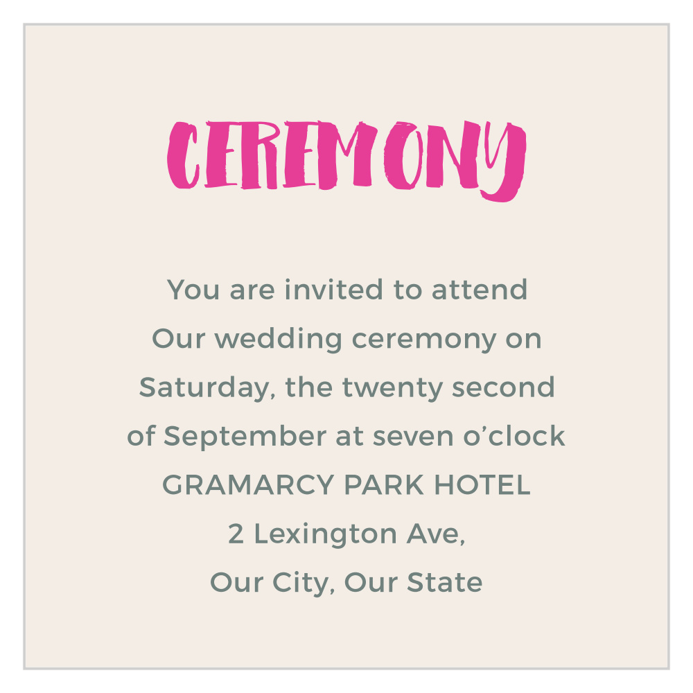 Bright Lettering Ceremony Cards by Basic Invite