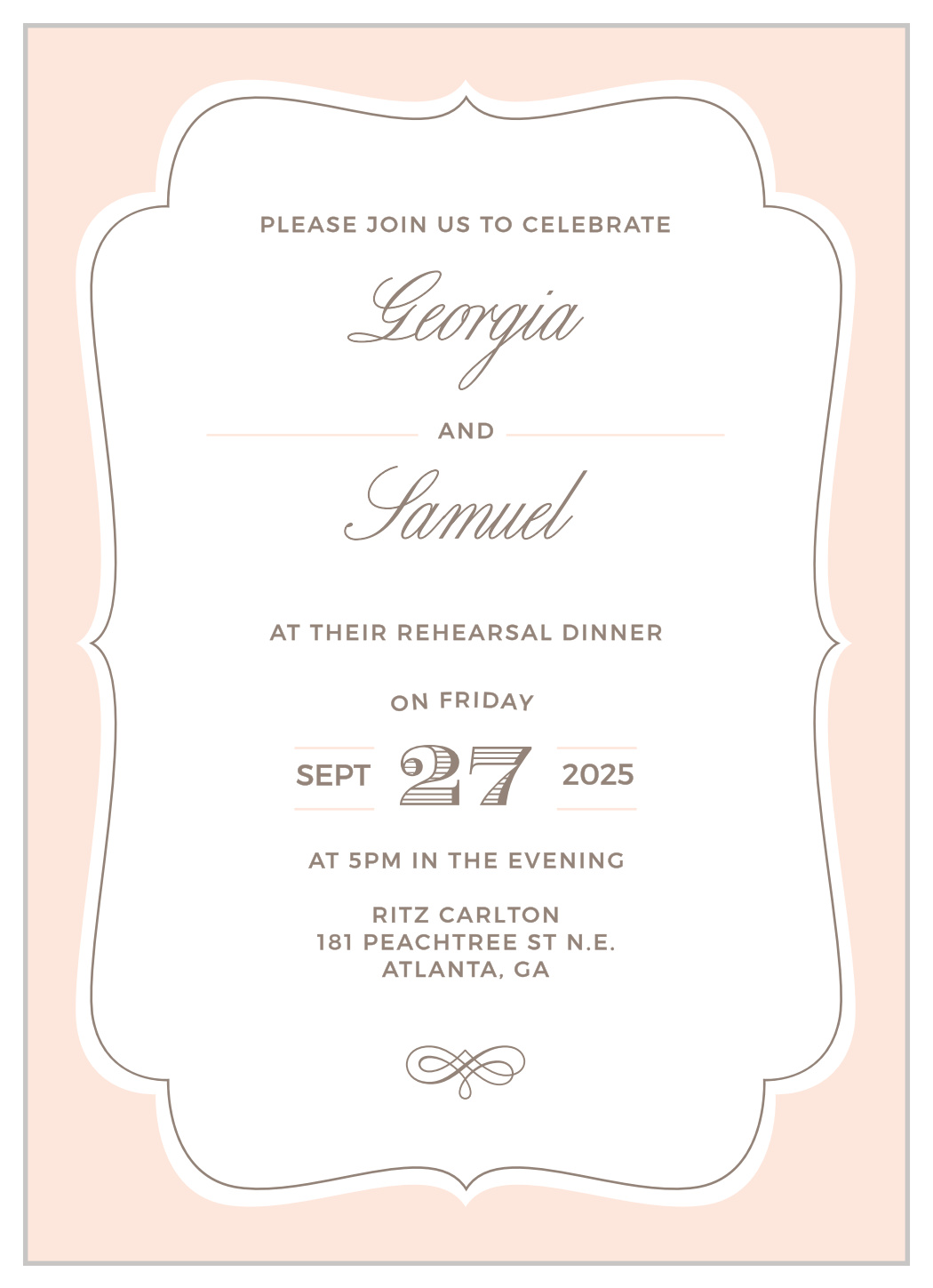 Vintage Frame Rehearsal Dinner Invitations by Basic Invite